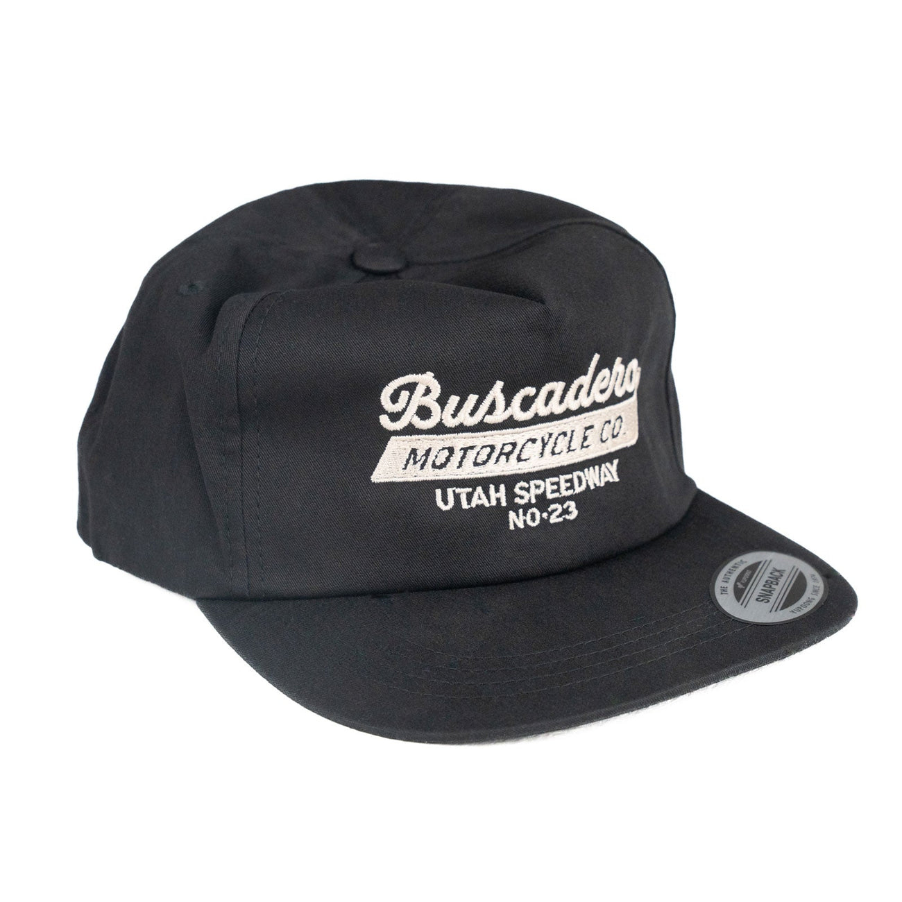 ‘Speedway’ Unstructured 5 panel Hat - Black